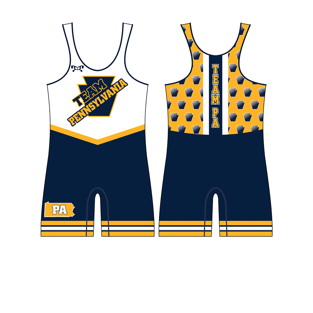 Team Pennsylvania Wrestling Custom Blue & Gold Singlet – MyHOUSE Sports ...