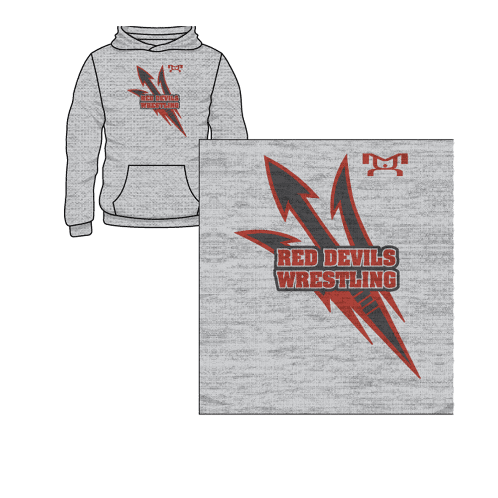 Lowell Red Devils Custom Sublimated Decal Grey Hoodie - MyHOUSE Sports Gear