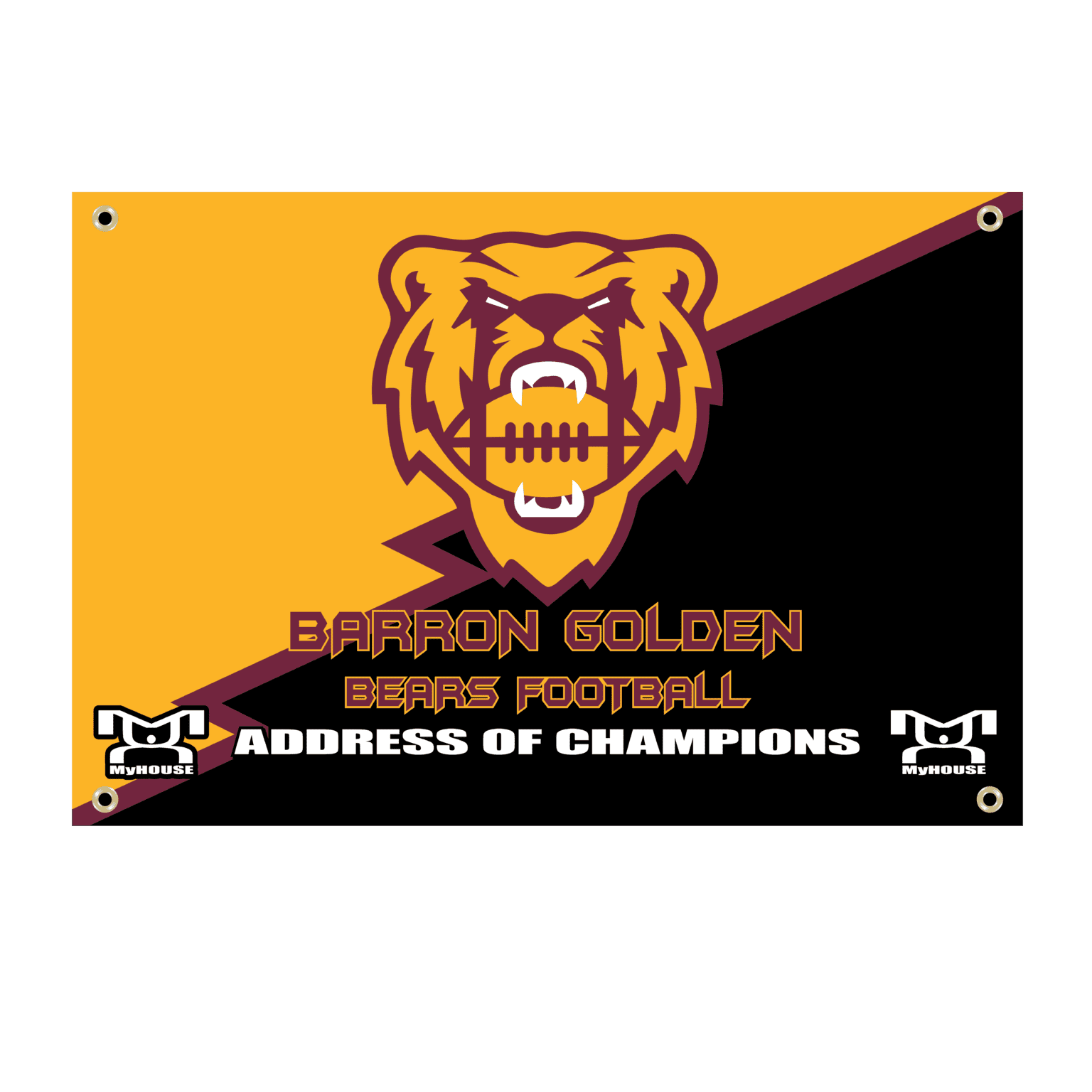 Barron Golden Bears Football Custom Team Banner - MyHOUSE Sports Gear